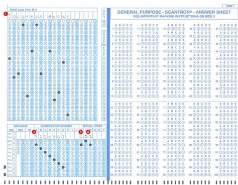 Printable Scantron Test Sheets