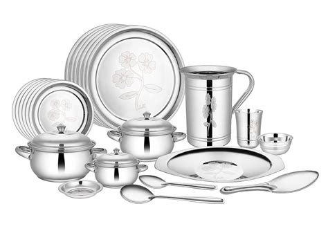 Crockery Wala And Company Laser Finish Stainless Steel Dinner Set