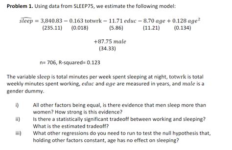 solved problem 1 ﻿using data from sleep75 ﻿we estimate the