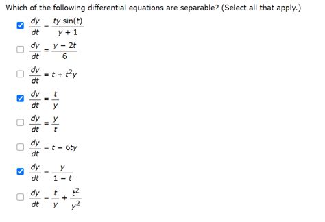 Solved Which Of The Following Differential Equations Are Chegg