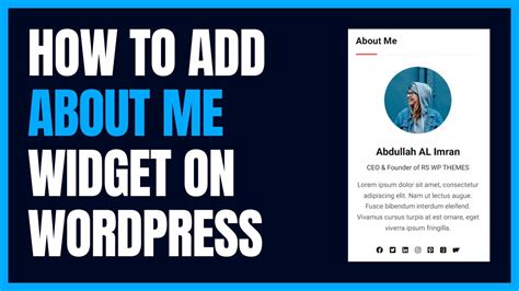 How To Add About Me Widget On WordPress Step By Step Guide