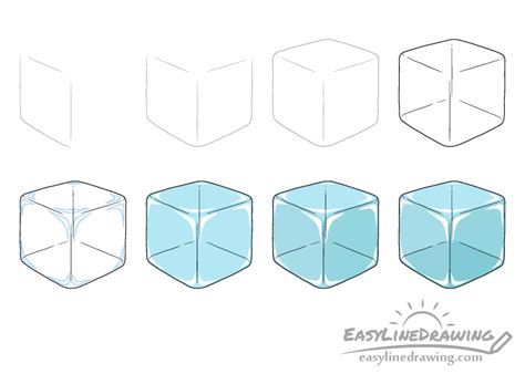 How To Draw An Ice Cube Step By Step Easylinedrawing