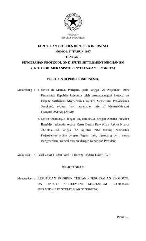 PDF KEPUTUSAN PRESIDEN REPUBLIK INDONESIA NOMOR 37 Peraturan Dan