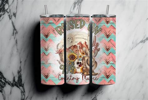 Raised On Country Music Tumbler Png Western Tumbler PNG Design