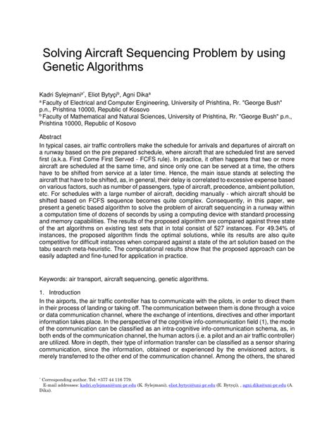 pdf solving aircraft sequencing problem by using genetic algorithms