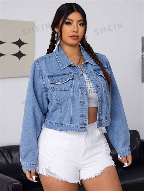 Shein Ezwear Chaqueta De Mezclilla S Lida Con Botones Frontales Y