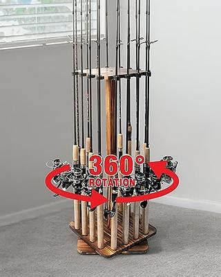 Organized Fishing Wooden Ceiling Horizontal Rod Rack Shelly Lighting