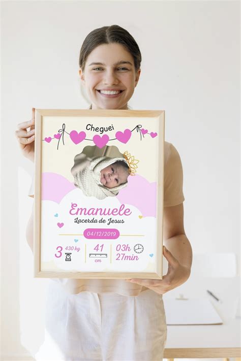 Quadro Nascimento Fofo Bebê Menina Rosa Elo7 Produtos Especiais
