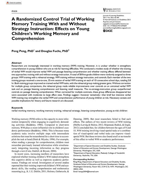a randomized control trial of working memory training with and without strategy instruction