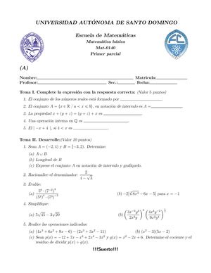Matem Tica B Sica Mat Uasd Studocu