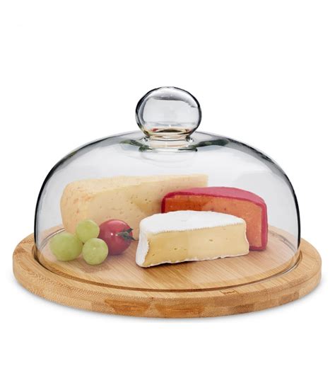 Plateau à Fromage ou à Dessert en Bois avec Cloche en Verre Wadiga