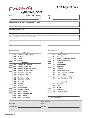 Fillable Online Friends Ucc Check Request Form Friends Congregational