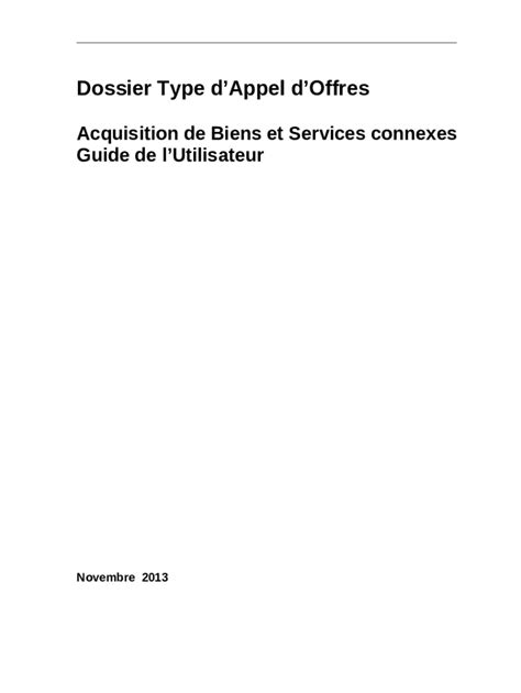 Dossier Type D Appel D Offres Pour L Acquisition De Biens Doc Template
