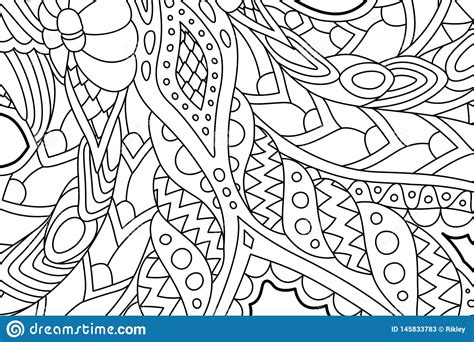 Arte Do Livro Para Colorir Teste Padr o Linear Abstrato Ilustração
