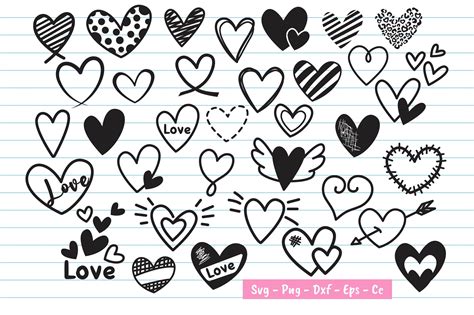 34 Doodle Heart Svg Heart Svg Design Graphic By Dakhashop Creative