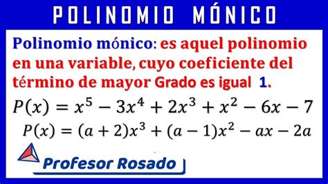 POLINOMIO MÓNICO definición y ejemplo YouTube