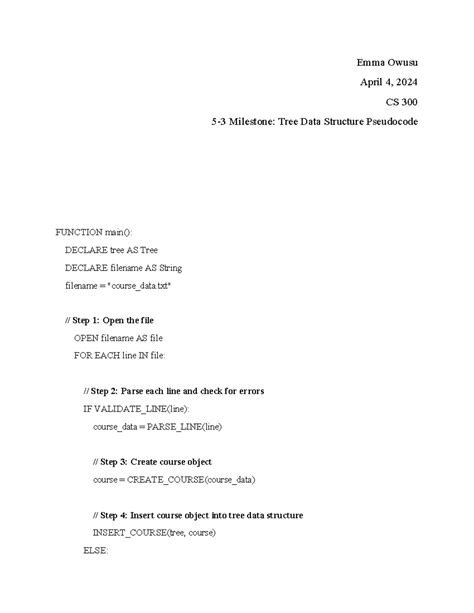 Cs Milestone Tree Data Structure Pseudocode Emma Owusu April