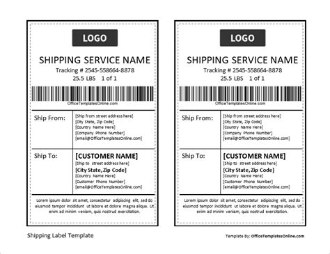 Printable Shipping Label Template