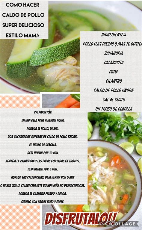 Caldito De Pollo Con Sabor A Hogar Receta Caldo De Pollo Pollo Con