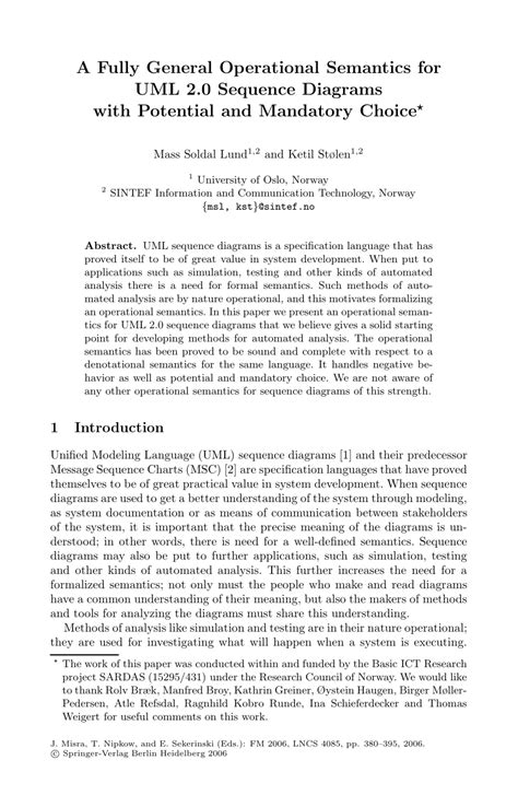 pdf a fully general operational semantics for uml 2 0 sequence diagrams with potential and