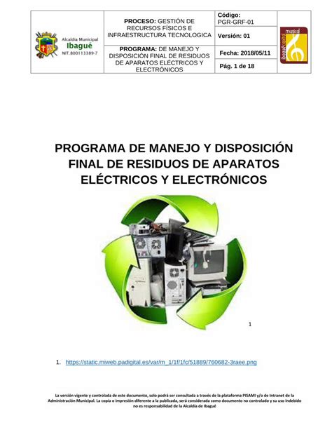 PDF PROGRAMA DE MANEJO Y DISPOSICIÓN FINAL DE Evaluar y