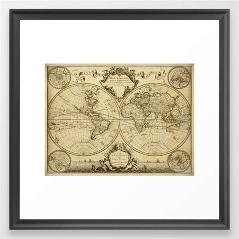 Old World Map Historic Map Antique Style World Map Guillaume De L