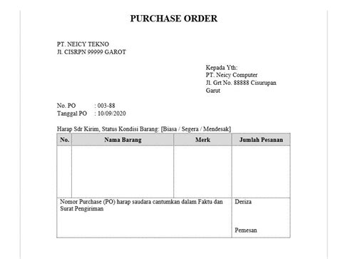 Detail Contoh Surat Po Barang Koleksi Nomer 25