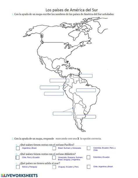 América del Sur ficha interactiva y descargable Puedes hacer los