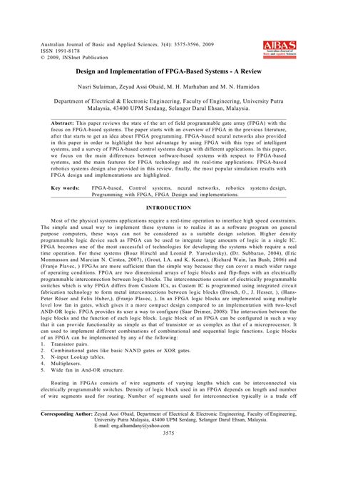 pdf design and implementation of fpga based systems a review