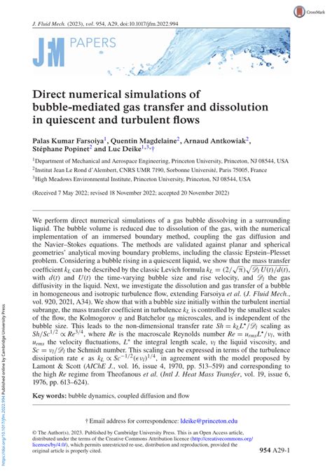 pdf direct numerical simulations of bubble mediated gas transfer and dissolution in quiescent