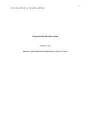INTEGRATION OF FAITH AND LEARNING Edited 21 2 Docx 1 INTEGRATION OF