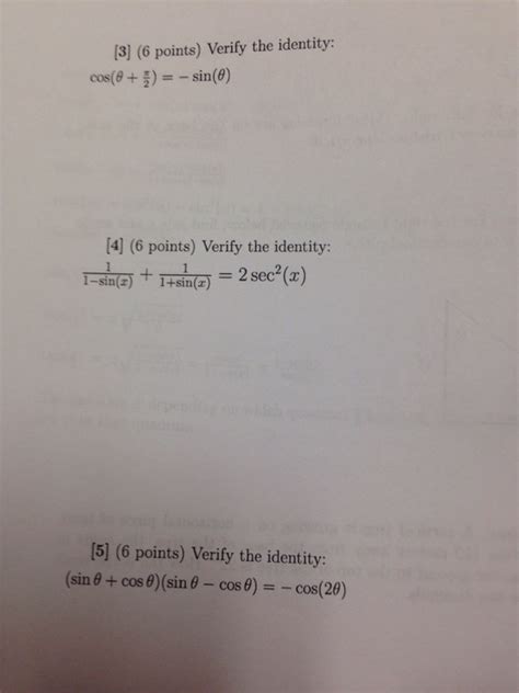 solved verify the identity cos theta pi 2 sin theta