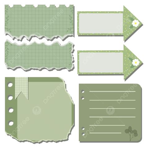 Green Sticky Notes Message Set With Torn Paper Memo Sticky Notes