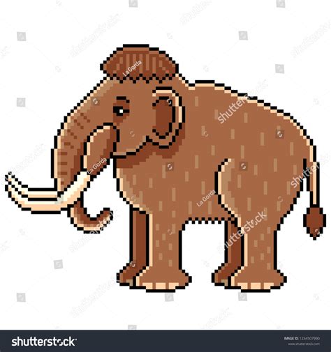 Pixel Art Cute Mammoth Detailed Illustration Stock Vector Royalty Free