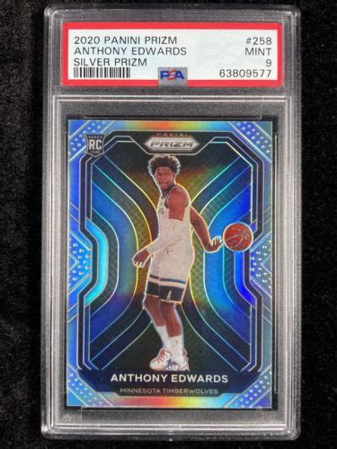 2020 21 Panini Prizm Anthony Edwards 258 Silver Prizm Rookie RC PSA 9