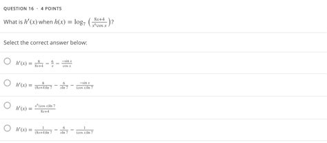 solved question 5 · 4 points using the inverse function