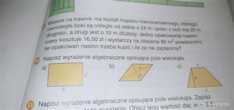 Napisz wyrażenie algebraiczne opisujące pole wielokąta Brainly pl