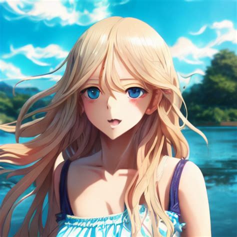 Anime Girl With Short Blonde Hair And Blue Eyes