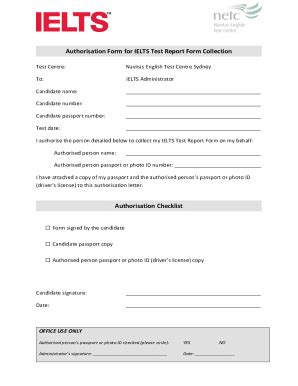 Fillable Online Authorisation Form For IELTS Test Report Form
