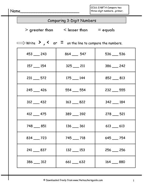 comparing numbers using place value