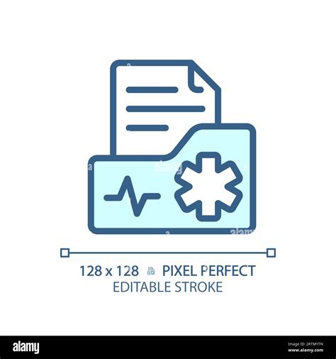 D Customizable Medical Record Thin Linear Blue Icon Stock Vector Image