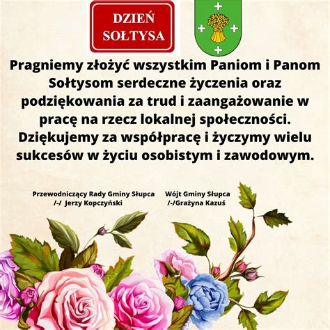 Życzenia z okazji Dnia Sołtysa Gmina Slupca