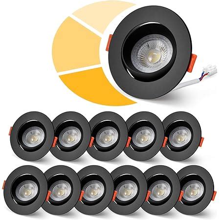 wowatt 12 x Spot LED Encastrable Dimmable Noir Spots Encastrés 4000K