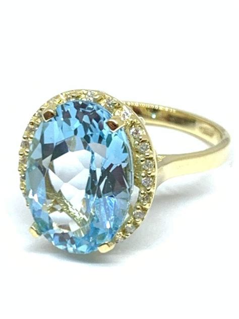 18 Carati Oro Giallo Anello 5 80 Ct Topazio Diamanti Catawiki