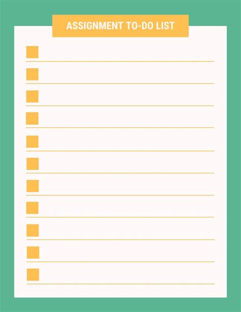 Green Minimalist Assignment To Do List Schedule Template Venngage