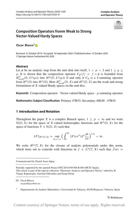 composition operators fronm weak to strong vector valued hardy spaces request pdf