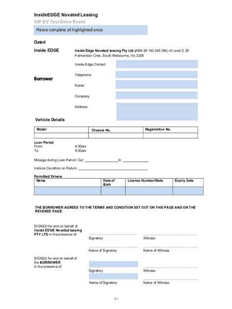 Fillable Online Inside Edge Novated Leasing Fax Email Print PdfFiller