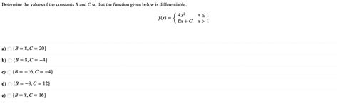 Solved Determine The Values Of The Constants B And C So That Chegg