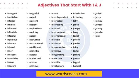 List Of 2000 Common Adjectives Word Coach
