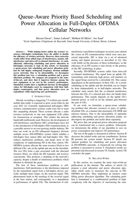 pdf queue aware priority based scheduling and power allocation in full duplex ofdma cellular